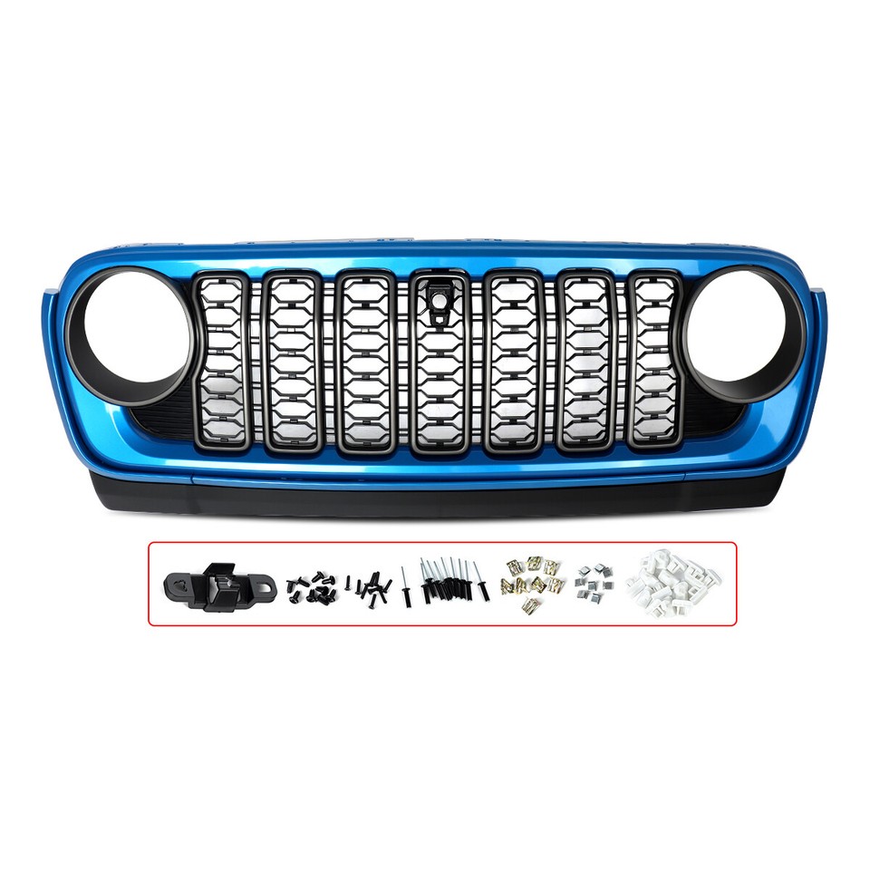 For 2018-2024 Jeep Wrangler JL / Gladiator JT Hydro Blue Pearl Grille Black Mesh | eBay