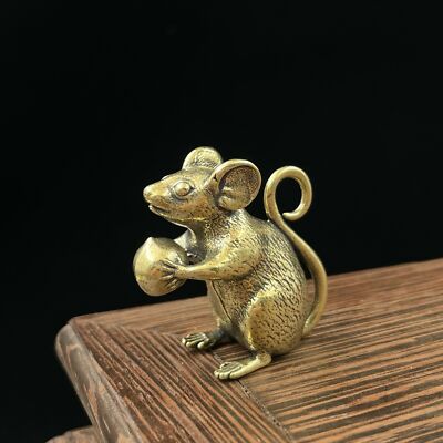 Solid Brass Mouse Statue Animal Ornament Toys Home Desktop Decoration ...