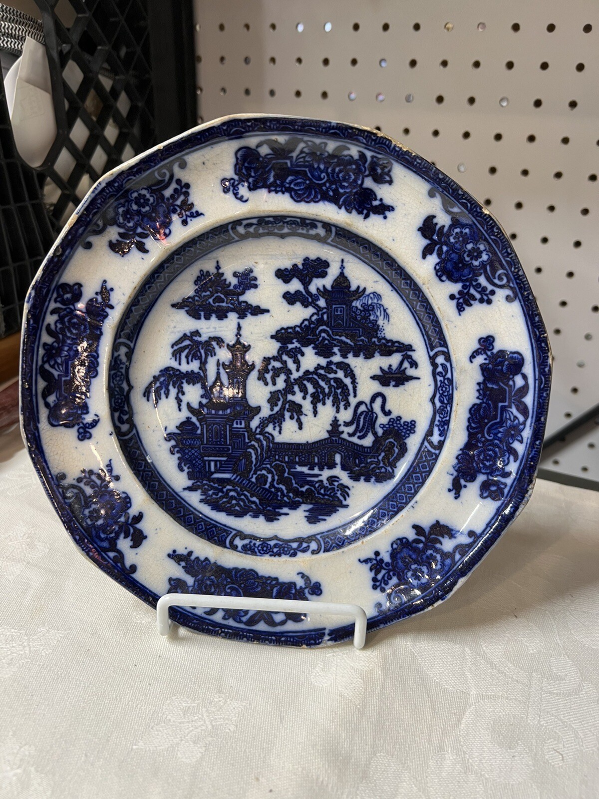 ANTIQUE TRANSFERWARE FLOW BLUE PW & CO. "THE TEMPLE" IRONSTONE PLATE ...