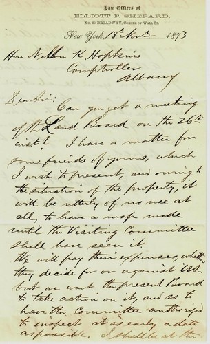 RARE! “NYS Bar Association” Elliott Fitch Shepard Hand Written Letter ...