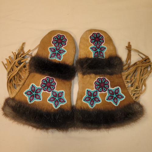 Vintage Native American Handmade Beaded Hide Mittens Lined | eBay