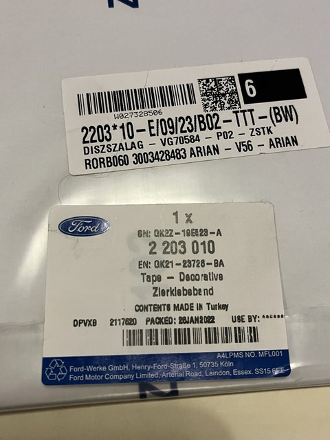 Ford TRANSIT Custom V362 Decorative Tape Gk2123727ba Genuine 2203350 ...