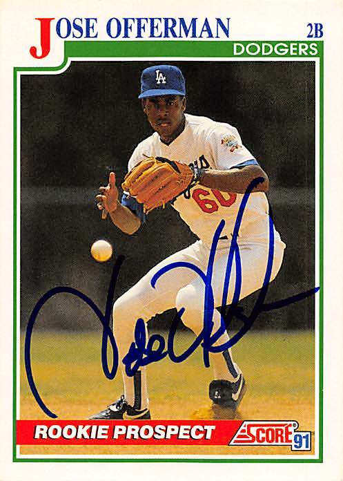 Jose Offerman autographed baseball card Dodgers 1991 Score Rookie ...