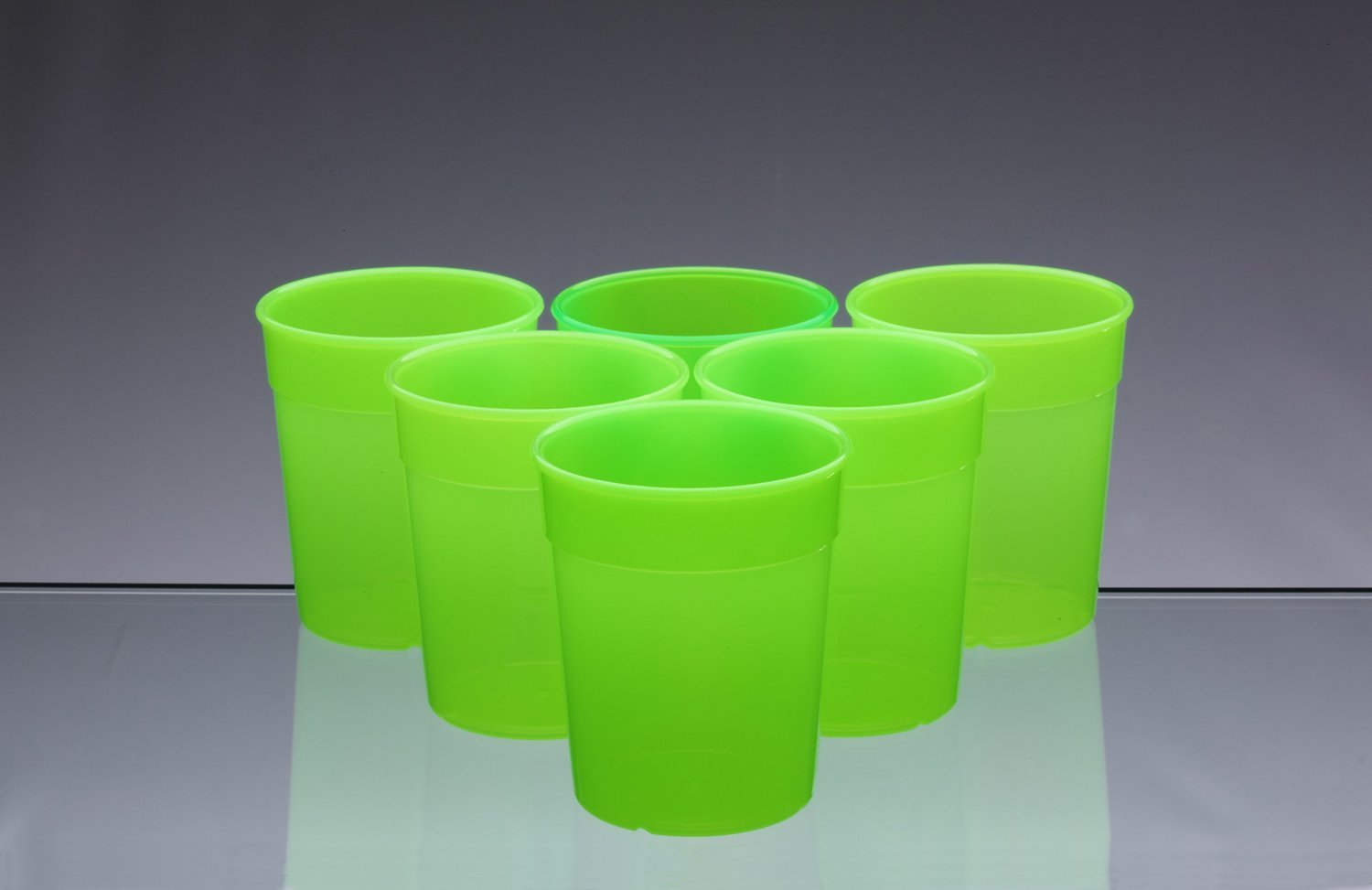 Stackable Neon Green Plastic Cups / Beakers / Tumblers 250ml Pack of 6 ...