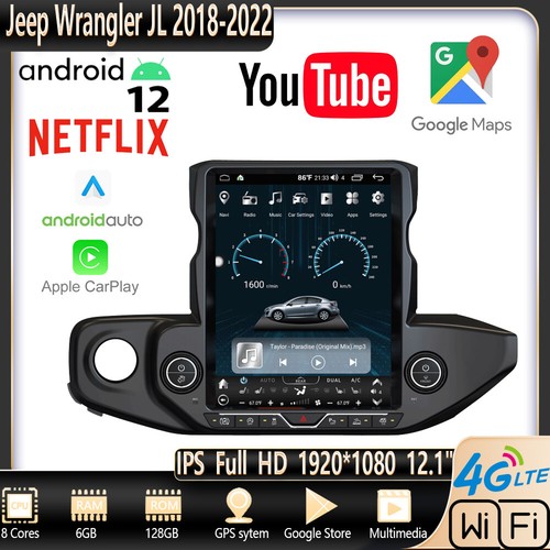 12.1" Tesla Car Stereo Radio Gps Navigation For Jeep Wrangler 2018-2022 ...