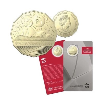 50 cents coin 50TH ANNIVERSARY OF THE SYDNEY OPERA HOUSE 2023 ...