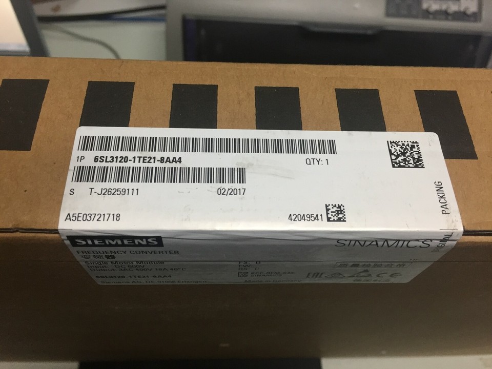 Siemens 6SL3120-1TE21-8AA4 MOTOR MOD 18A/400V INTERNAL AIR CLIQ CBL NEW ...