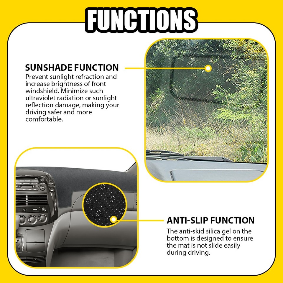 FOR 2004 20005-2010 TOYOTA SIENNA DASH COVER MAT DASHBOARD PAD CHARCOAL ...