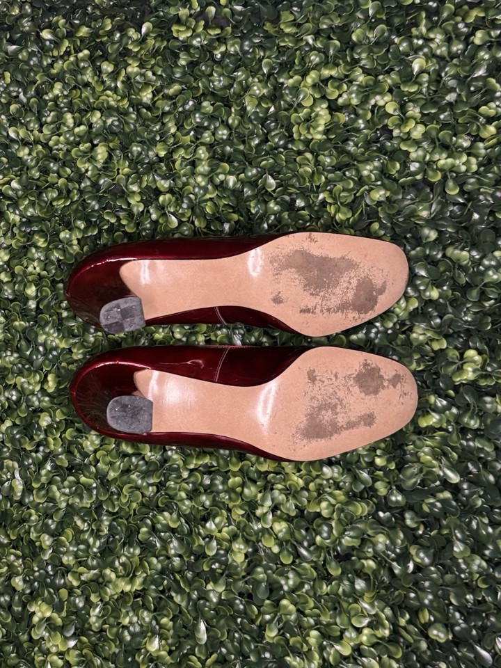 Vintage RED CROSS SHOES Shiny Ruby Red Pumps Classy Elegant SIZE WOMENS ...