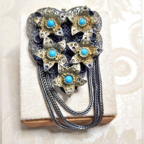 VINTAGE 1910s 1930s FILIGREE CLOTHING CLIP ART DECO ART NOUVEAU BLUE ...