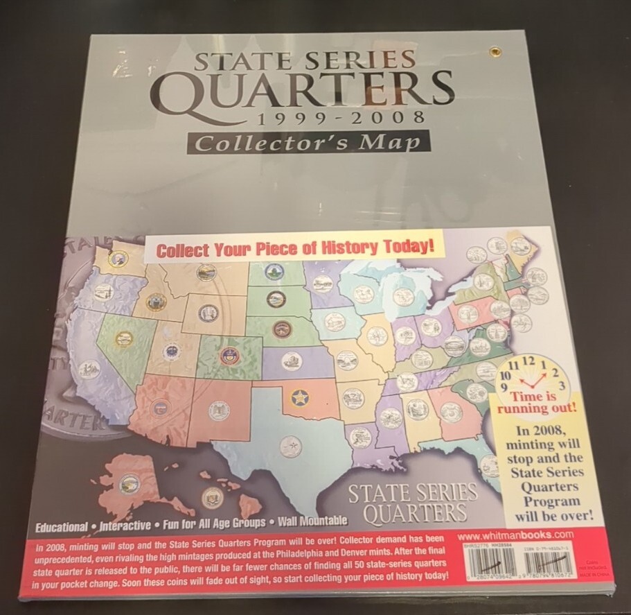 NEW SEALED US State Series Quarters Coin Collector's Map 1999-2008 ...