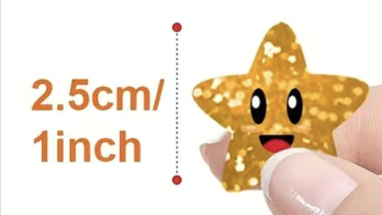 500 pcs Sticker Roll Shiny Laser Multi Colors Stars Faces Self Adhesive ...