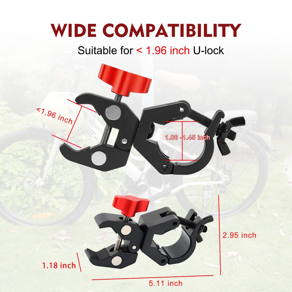 U-Lock Holder Bike Lock Bracket All Metal Heavy Duty Securely U Lock ...
