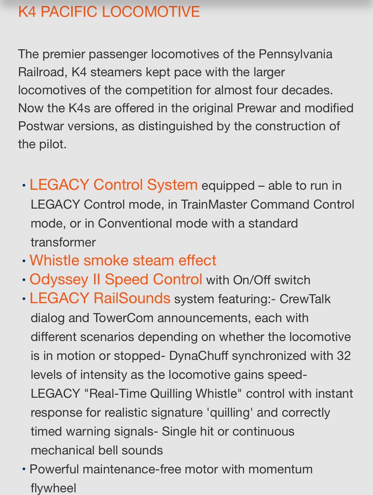 LIONEL LEGACY PENNSYLVANIA K4 ENGINE W/ WHISTLE STEAM 6-11327! O SCALE ...