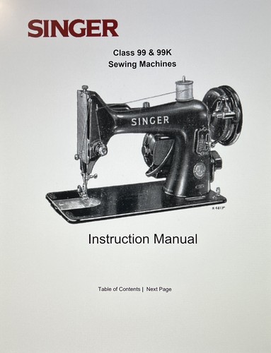 Singer 99 & 99K Sewing Machine Instructions User Manual Guide Bound | eBay