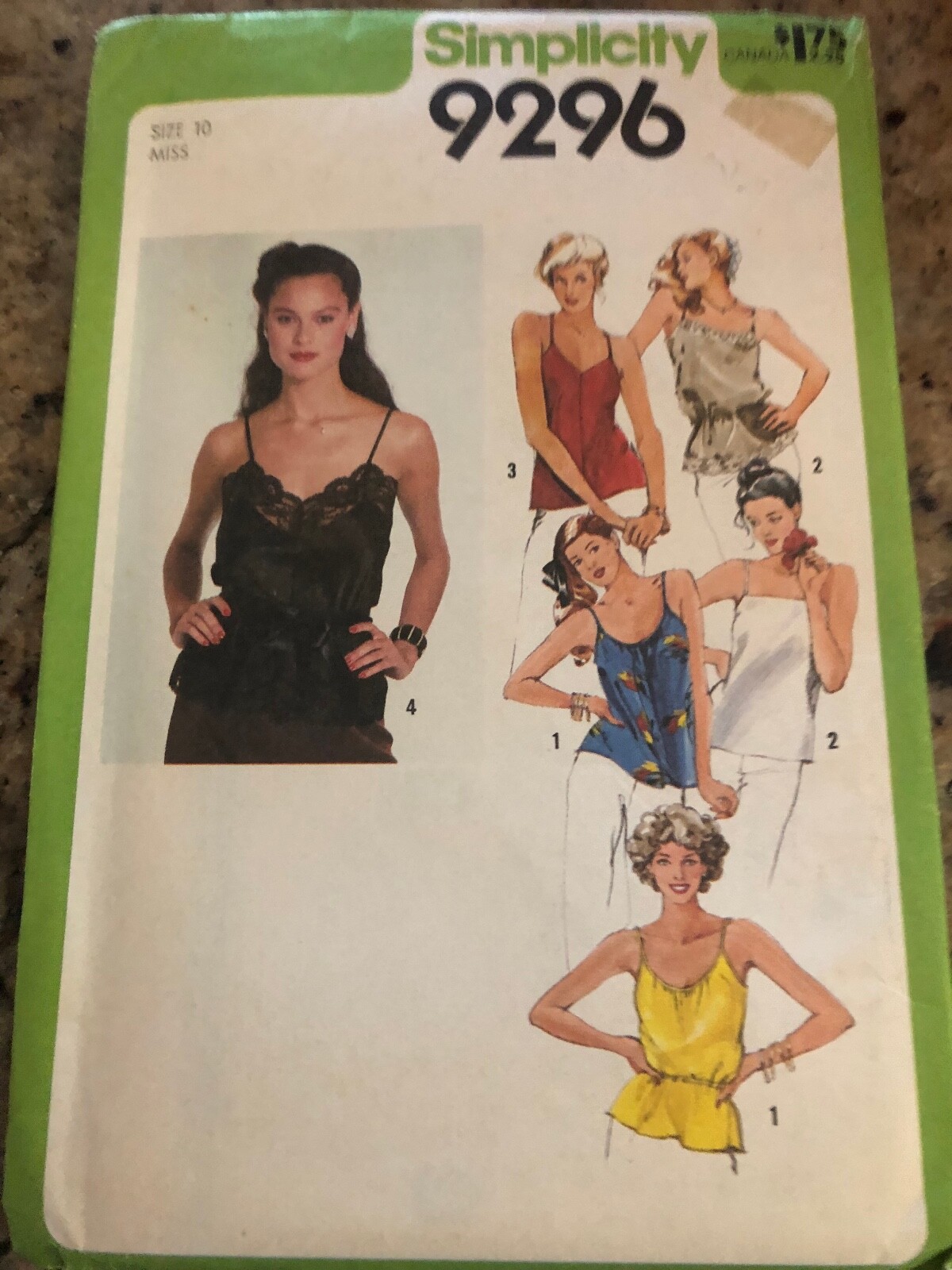 🌼 1979 SIMPLICITY #9296 - LADIES RETRO ( 3 STYLE ) CAMISOLE TOP PATTERN ...