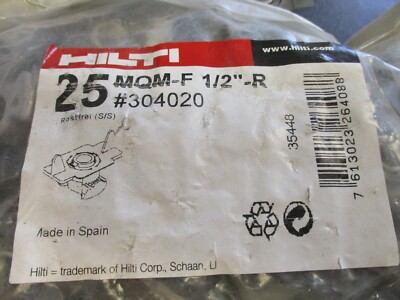 HILTI MQM-F 1/2" -R #304020 , WING NUTS FOR STRUT, 316SS, LOT OF 25 ...