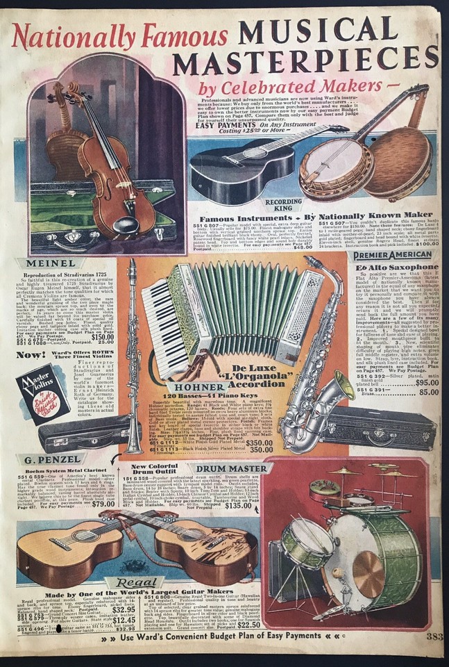 Vintage 1930 Ward’s Musical Masterpieces Instruments Color Print Ad ...