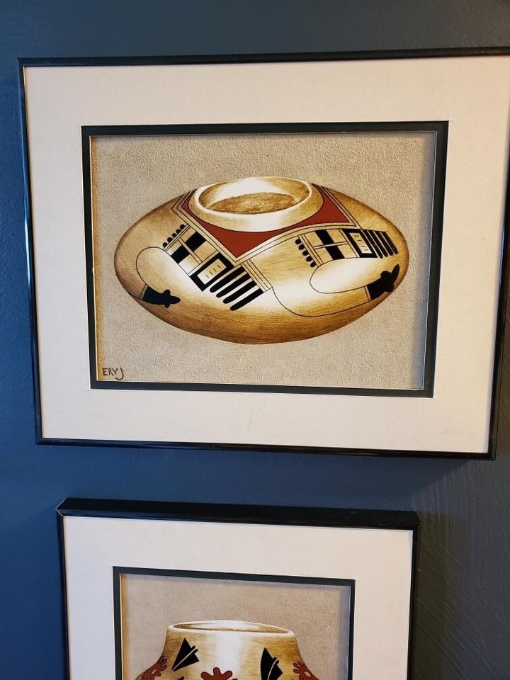 Lot Of 2 Original Erv Johnson Acrylic On Suede Painting Print 13’’x16 ...