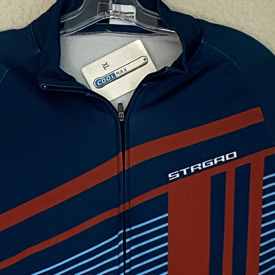 Strgad Cycling Jersey XL With Tag Coolmax Blue Cyclist Stripes Design ...