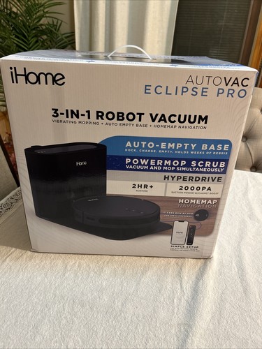 iHome iHRV11-BLK AutoVac Eclipse Pro 3-in-1 Robot Vacuum and Vibrating Mop New | eBay