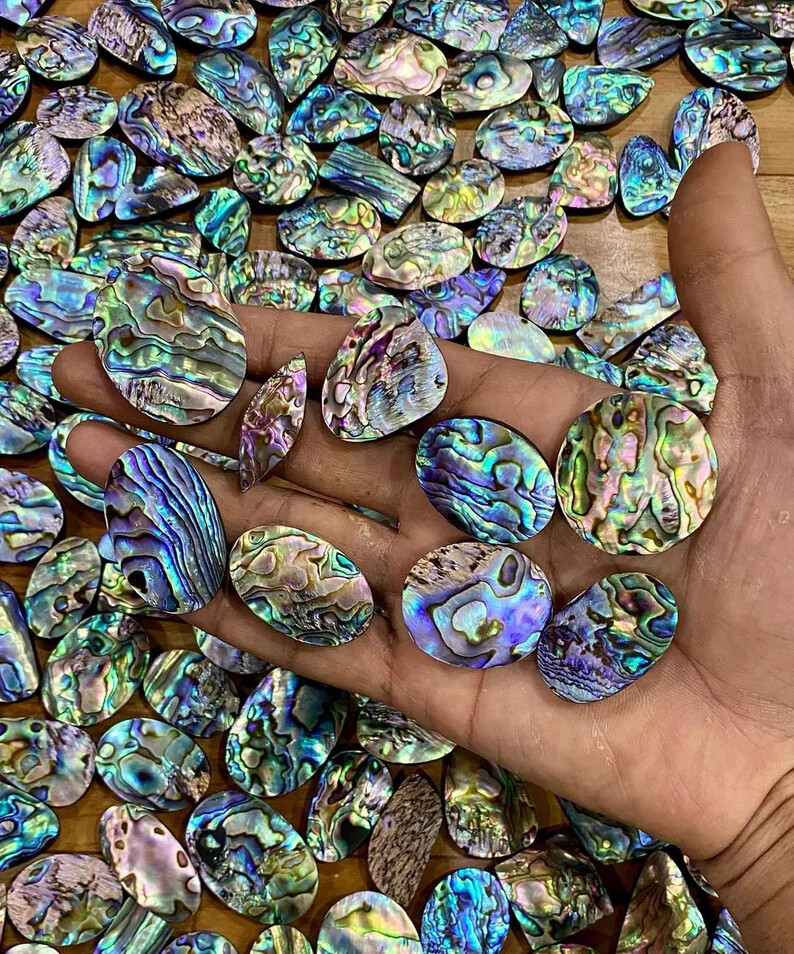 Natural Paua Abalone Shell Cabochon Lot | Handmade Paua Abalone Shell ...