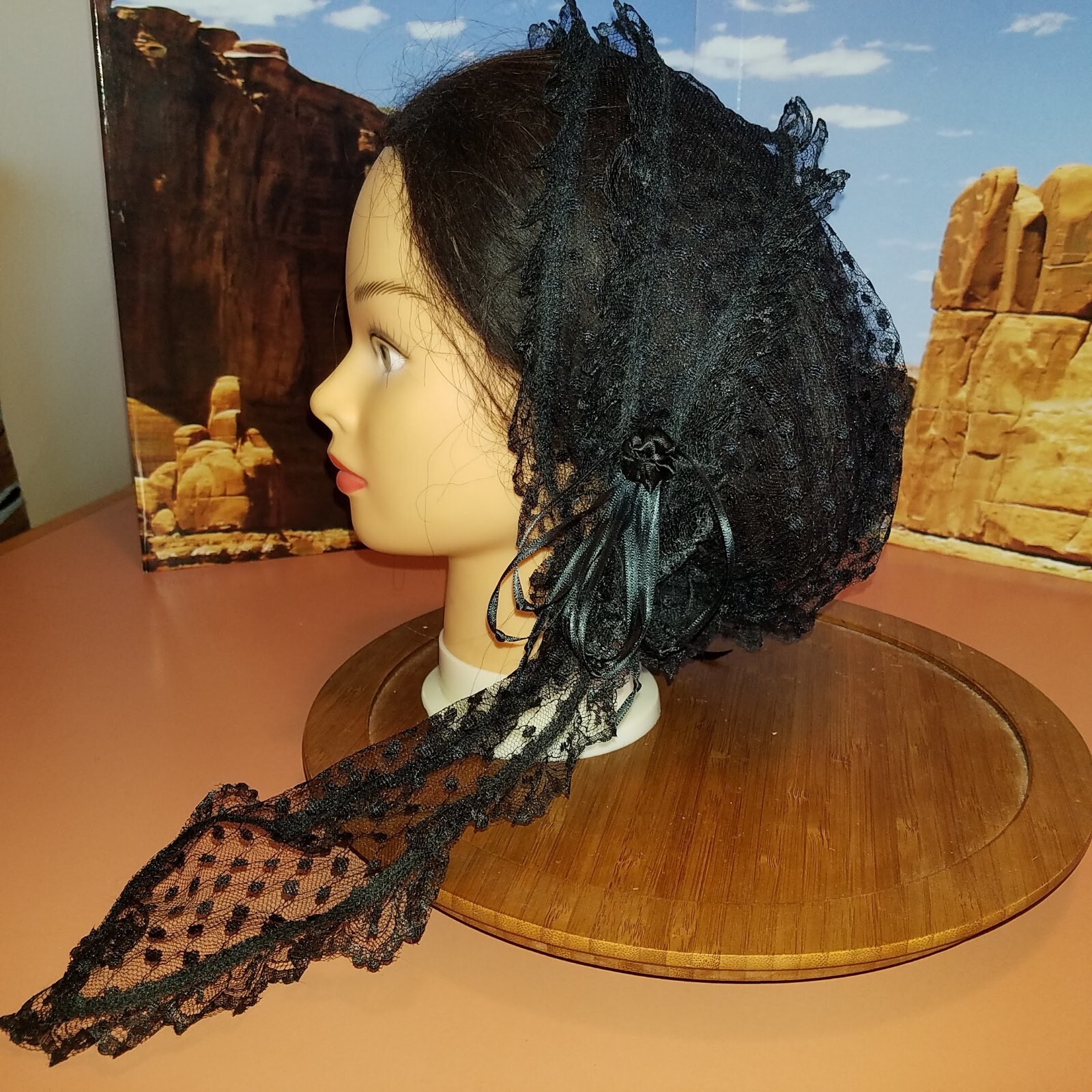 Black Lace Day Caps Mourning Caps 1860's Civil War Era Style Cap in 3 ...