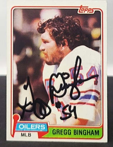 GREGG BINGHAM Signed Autographed 1981 Topps Football Card #79 Houston ...
