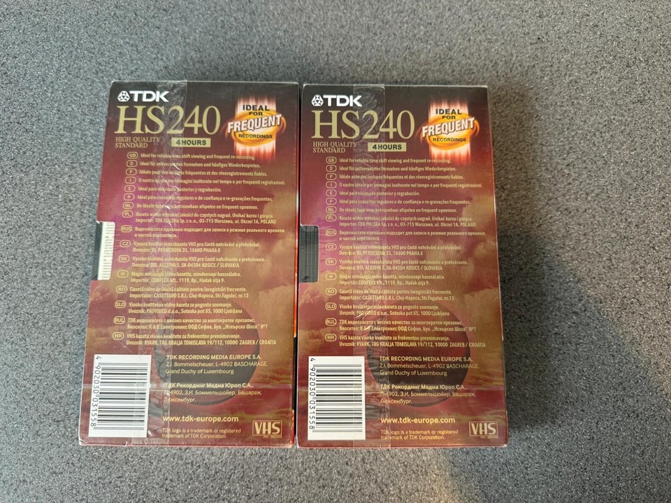 2 x Blank TDK HS240 4 Hour VHS Video Cassette Tapes New Sealed | eBay