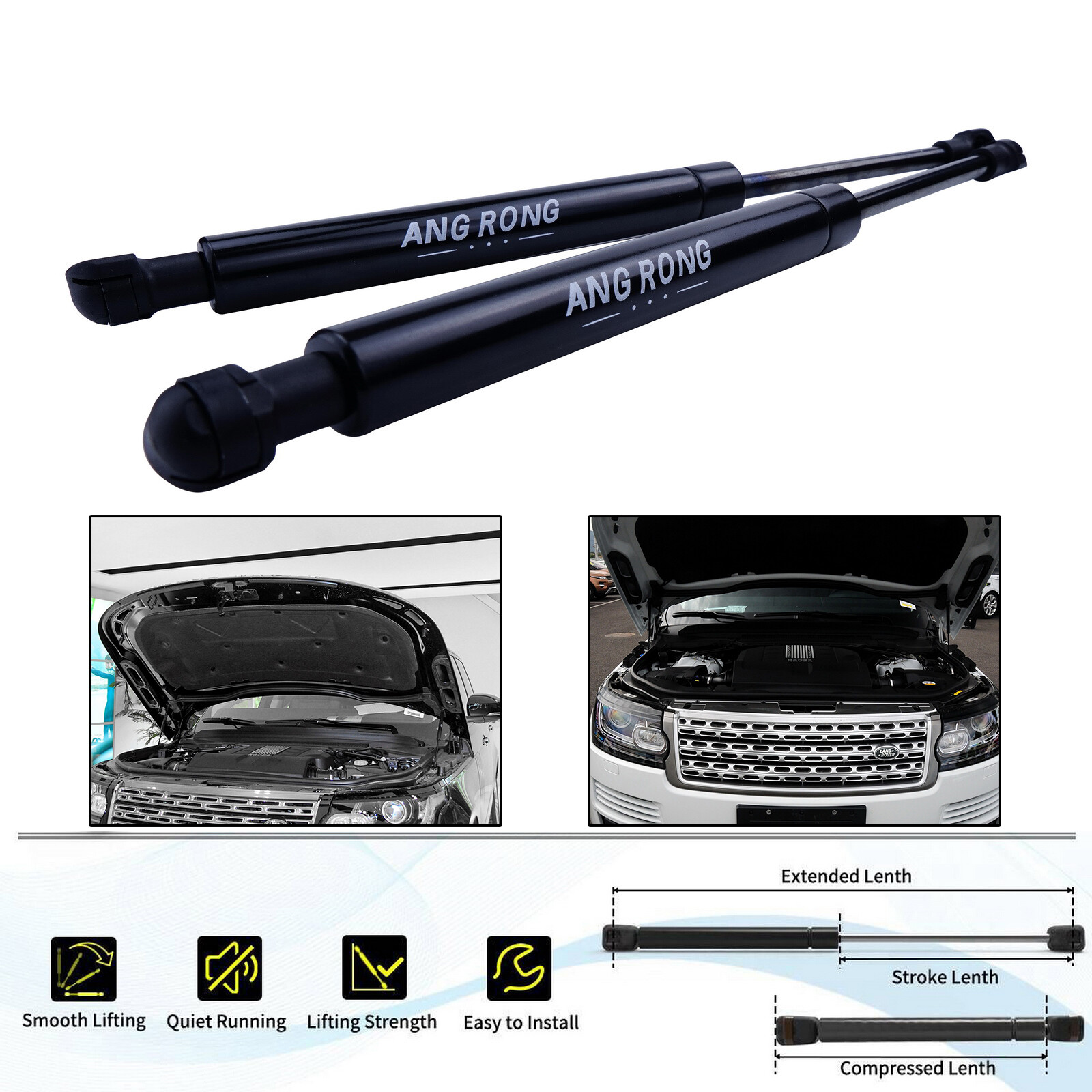 2x For Land Rover Range Rover L322 02-12 Front Bonnet Hood Gas Struts ...