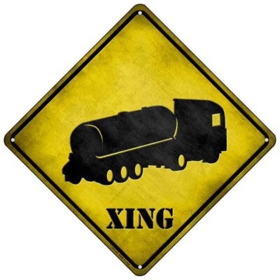 Tank Truck Xing Novelty Mini Metal Road Notice 8" Cross Xing Crossing ...