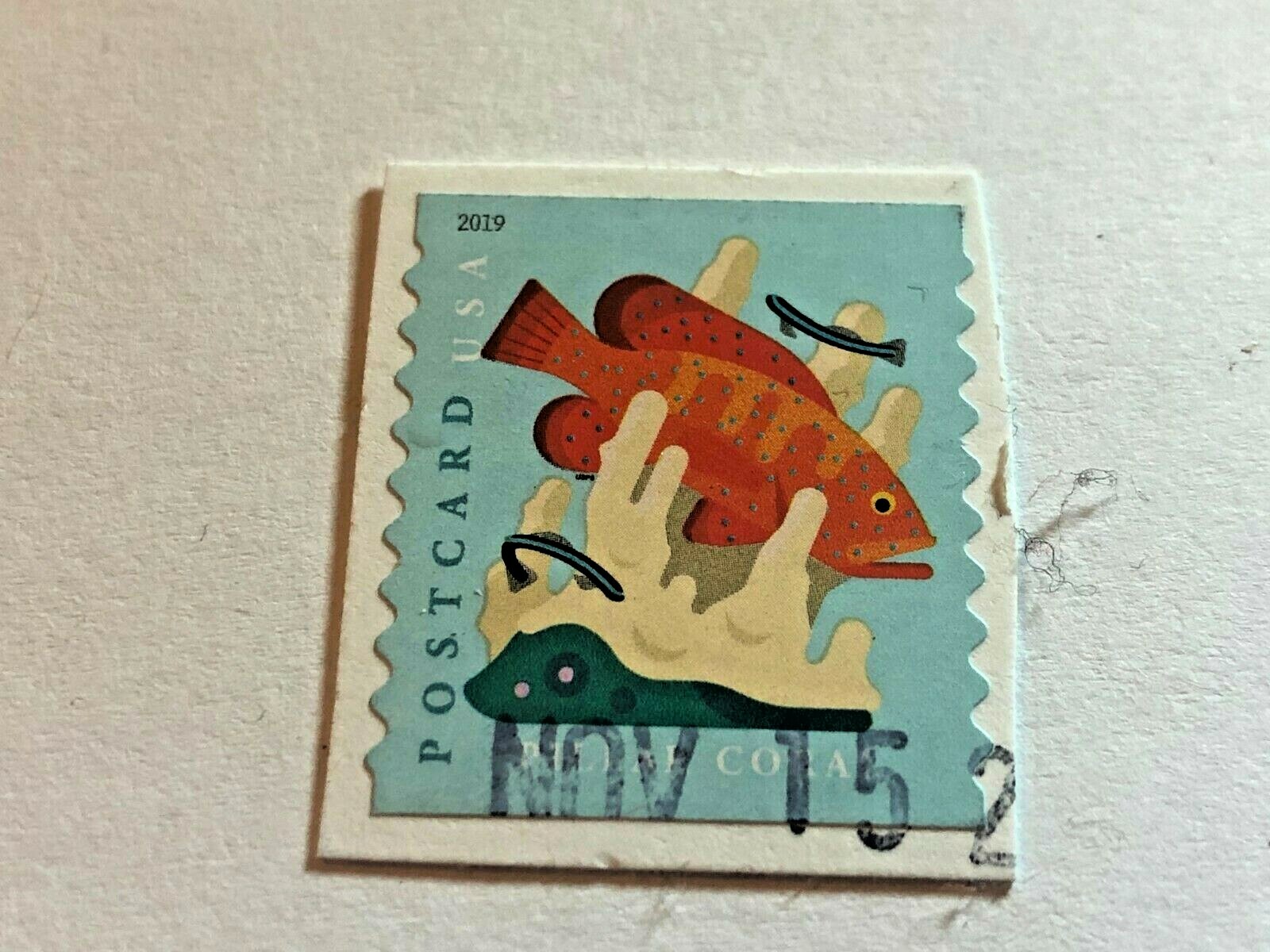 Stamp, USA, Coral Reef, Postcard USA, 2019, Used Stamp For Collectors ...