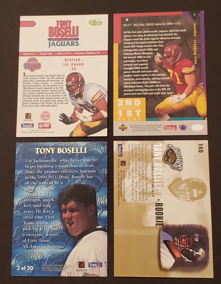 1995 Tony Boselli 4 Card Rookie Lot Classic Fleer Ultra 1st Rounder Rc ...