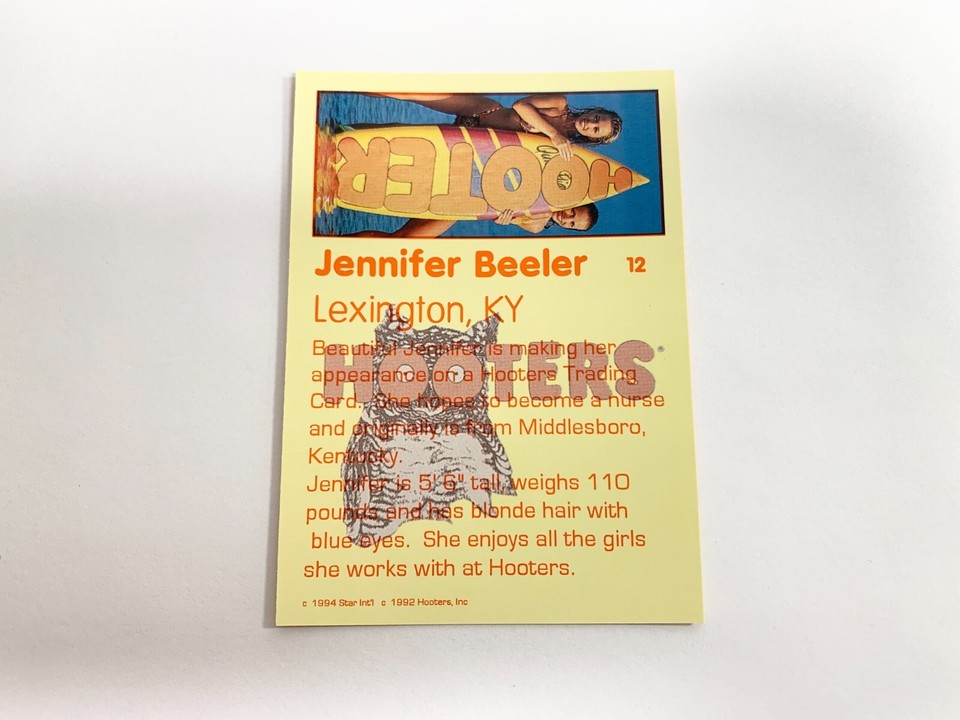 Jennifer Beeler Star 94 Hooters 1994 Card # 12 | eBay