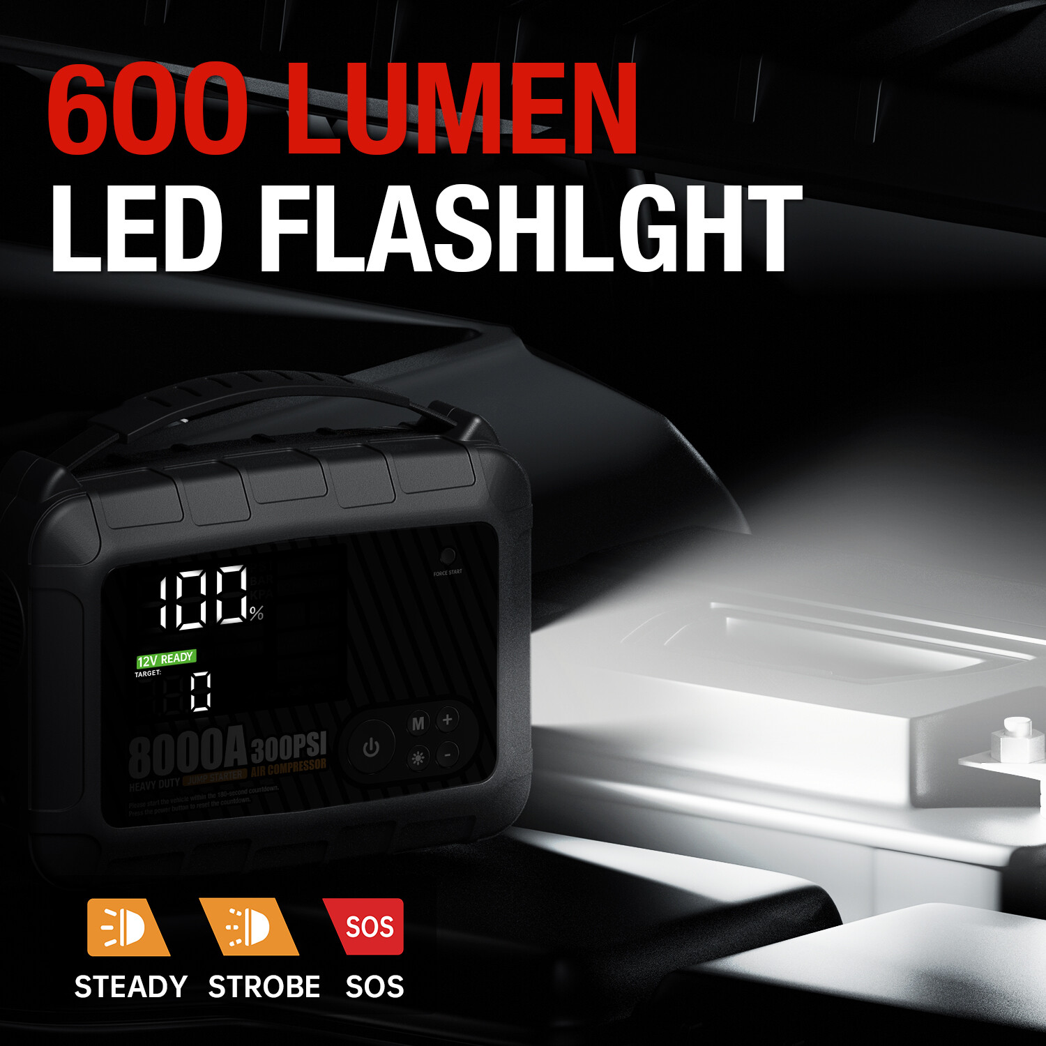 8000A Car Jump Starter with Air Compressor Power Bank Portable Emergency Battery | eBay