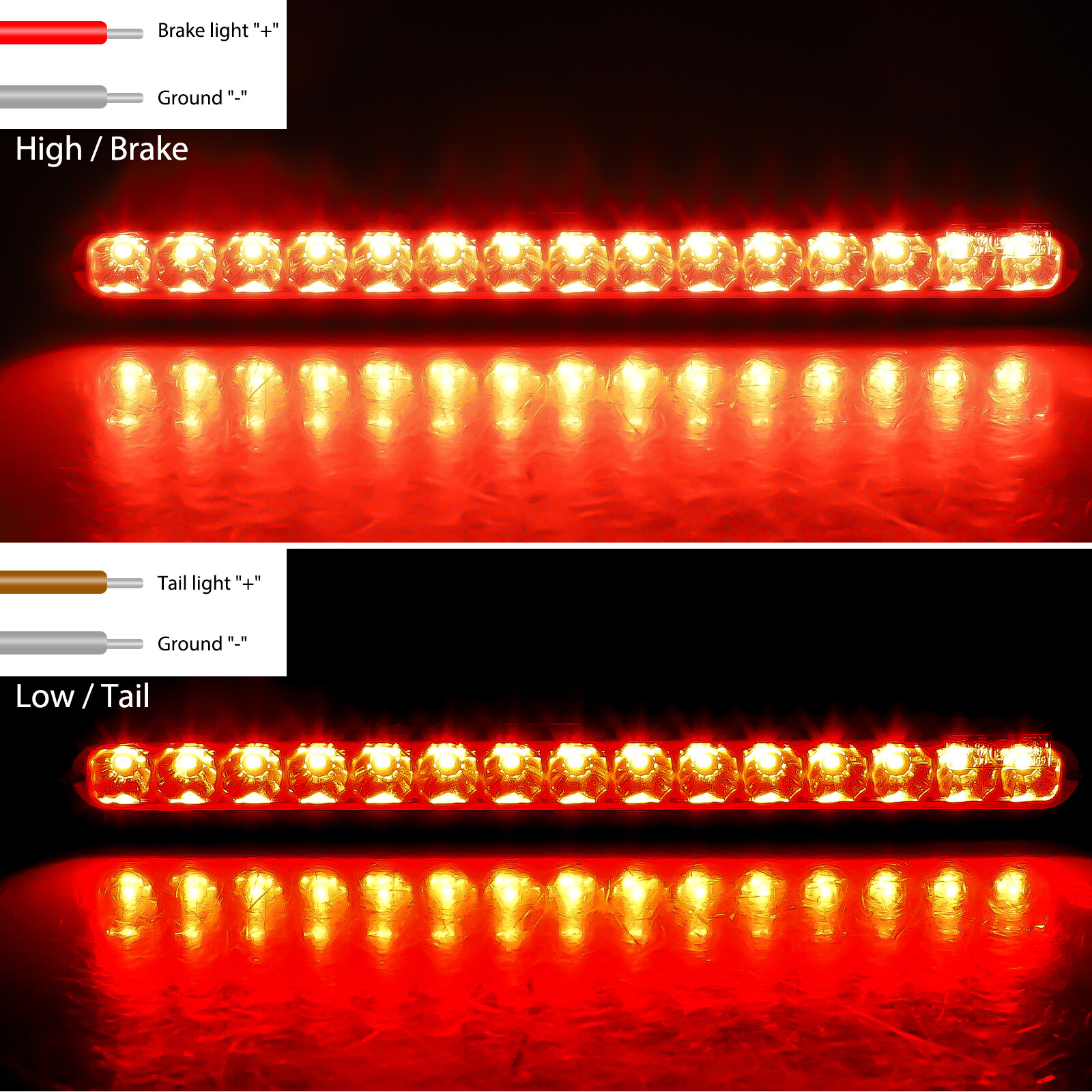 Red 15 LED Strip Stop Brake Turn Tail Light Bar 10" For Truck Trailer ...