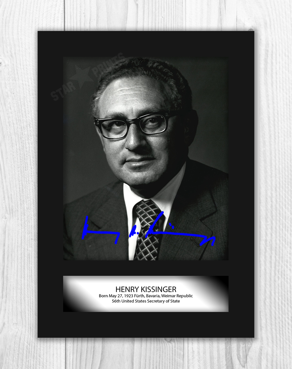 Henry Kissinger A4 signed mounted photograph poster. Choice of frame ...