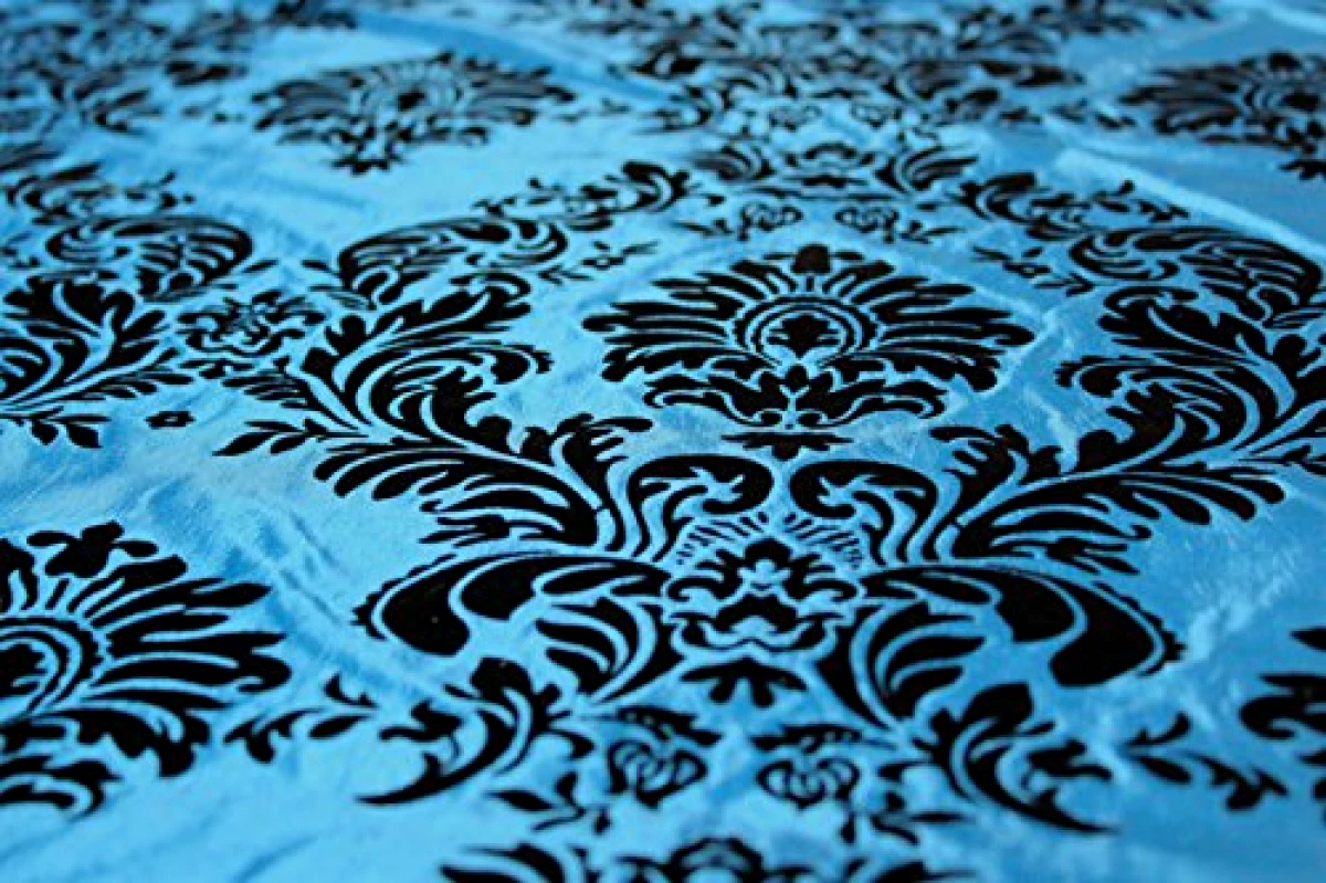 Turquoise And Black Damask