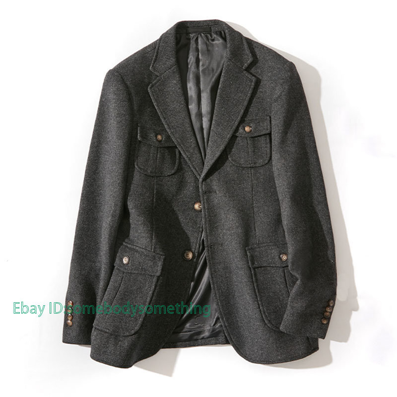 Mens British Style Woolen Herringbone Tweed Hunting Formal Jacket ...