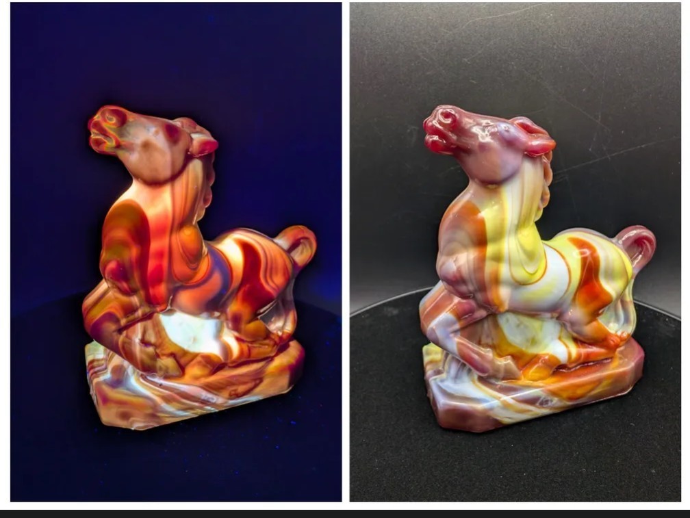 Vintage Boyd Glass Joey Horse Aruba Slag Cadmium UV Reactive | eBay