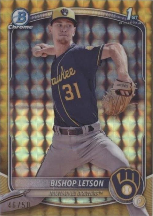 2025 Bowman - Chrome Prospects Bishop Letson #BCP-30 Gold Geometric ...