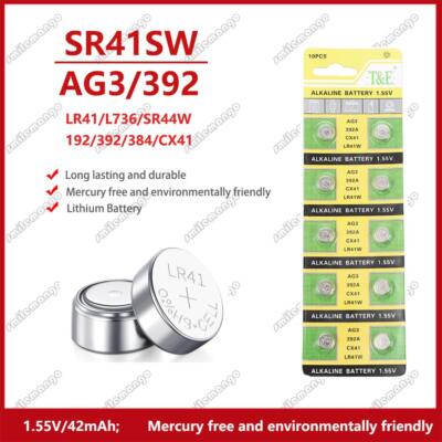 10-50pcs 1.55v Ag3 Lr41 Button Batteries Sr41 392 192 Cell Alkaline ...