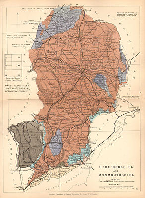 Pre-1900 - 1889 Hand Colour Geological Map