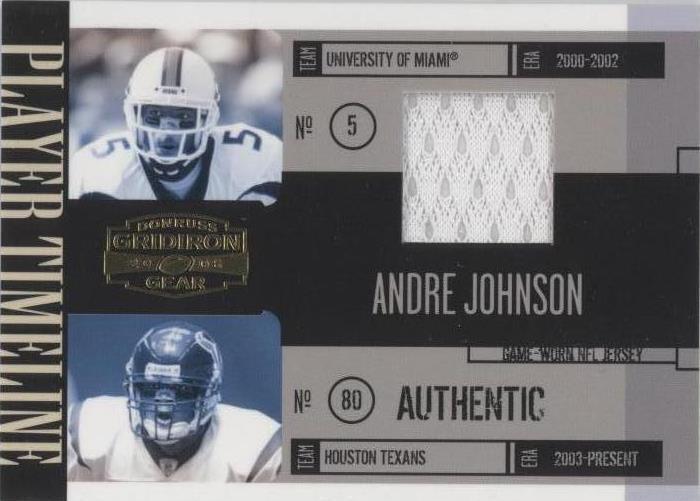 2006 Donruss Gridiron Gear - Player Timeline Andre Johnson #PT-5 Jerseys /200 (MEM) for sale ...