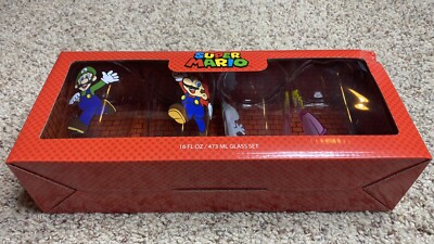Super Mario Glass Set - Nintendo - Drinkware - Kitchen - Collectible ...
