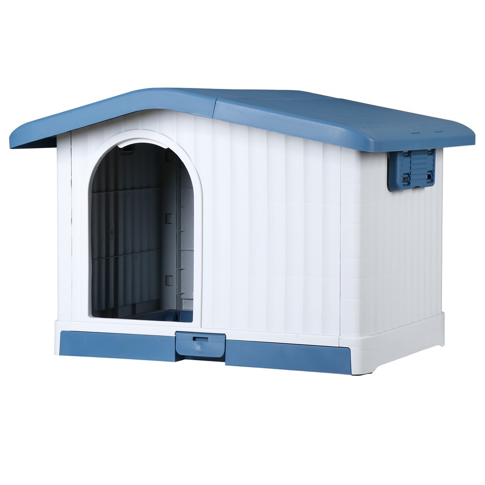 Large Plastic Dog House with Liftable Roof and Raised Base for Small ...