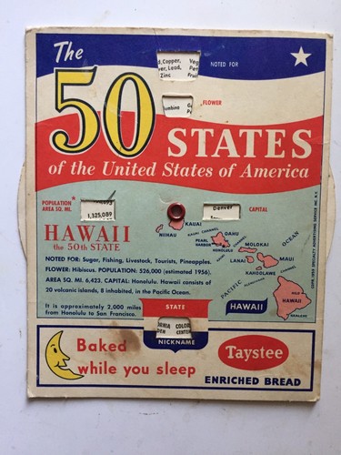 Taystee Bread Premium 1950's 50 States | eBay