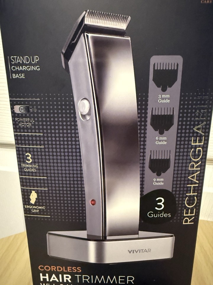 VIVITAR Stand Up Rechargeable Base CORDLESS 3 Hair Length Guides Men's ...