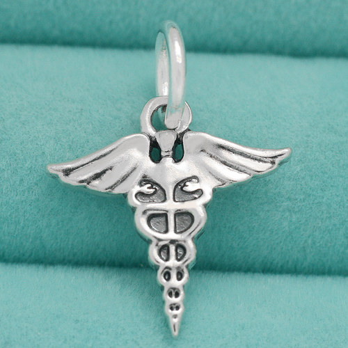 925 Sterling Silver Caduceus Staff Pendant Charm Hermes Greeks Peace ...