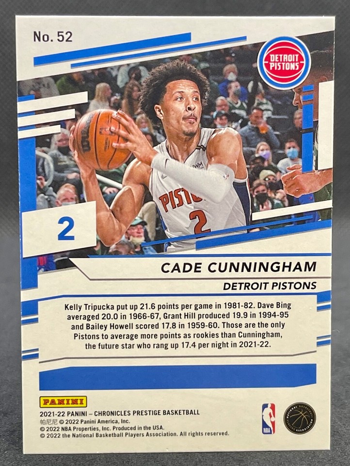 2021-22 Panini Chronicles Prestige Cade Cunningham Rookie Card #52 ...